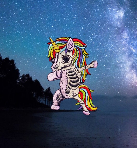 Trippy Skeleton Unicorn Patch Embroidered Iron On - Etsy Australia