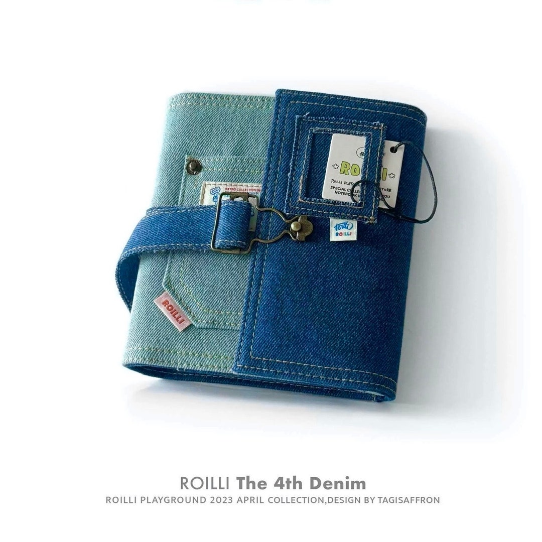 Notebook ROILLI Denim Cover A7 Ring-binder Diary Journel Scrapbook 6 Rings Journal Vision ...
