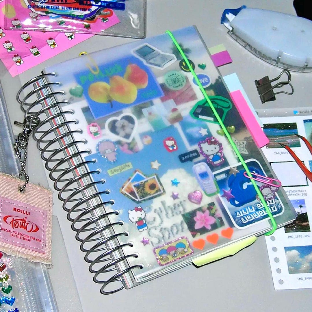 Notebook ROILLI Lo-fi cyber Space Transparent Matt_cover B6 Spiral Journel Scrapbook 6 Rings ...