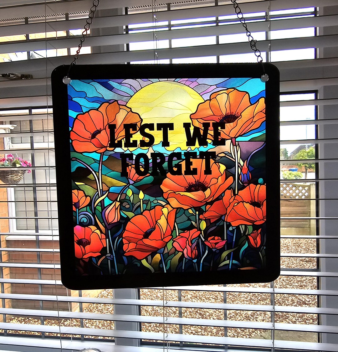 Stained Glass Effect Acrylic Window Hanger / Sun Catcher Poppy Memorial ...