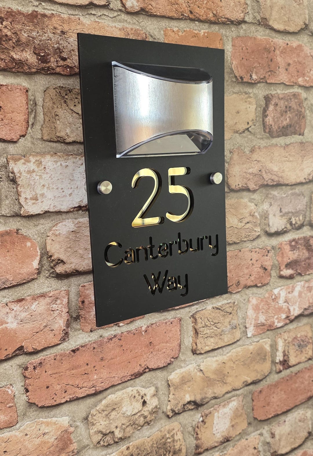 Black Solar-powered Door Sign With LED Light – Weatherproof ...