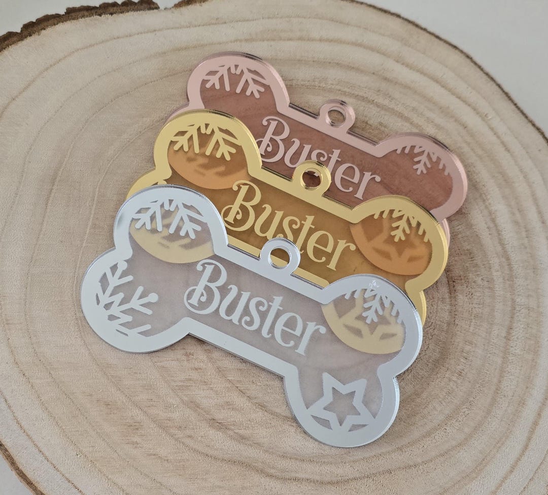 Personalised Pet Bone Bauble, Dog or Cat Christmas Decoration, Shiny ...