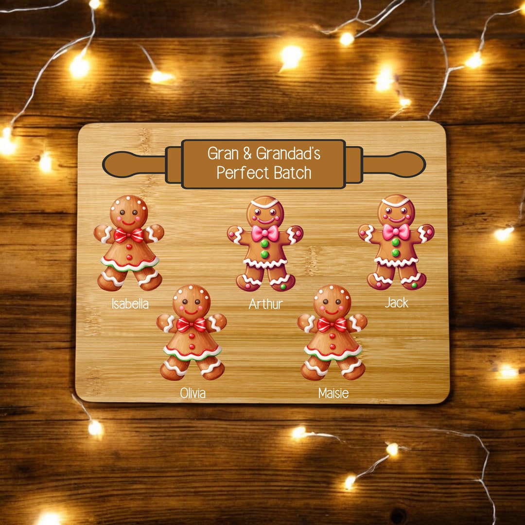Grandchildren Gingerbread Perfect Batch Bamboo Board, Any Names/wording ...