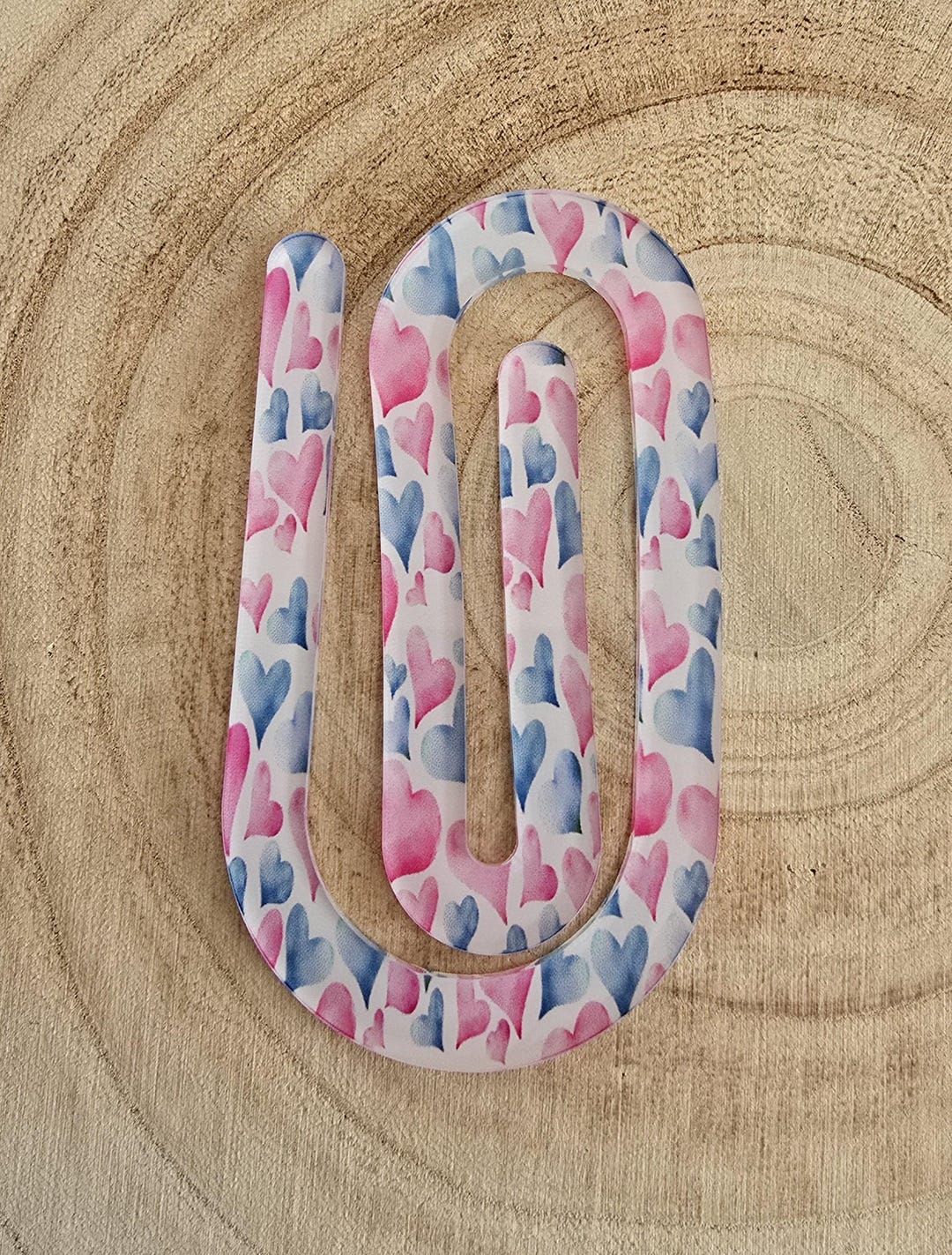 Large Giant Paperclip Bookmark Pink & Blue Hearts - Etsy