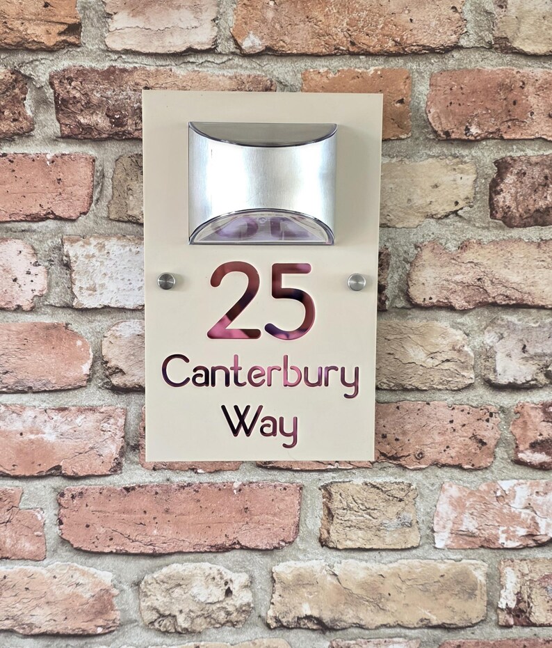 Solar-powered Door Sign With LED Light – Weatherproof, Customizable ...