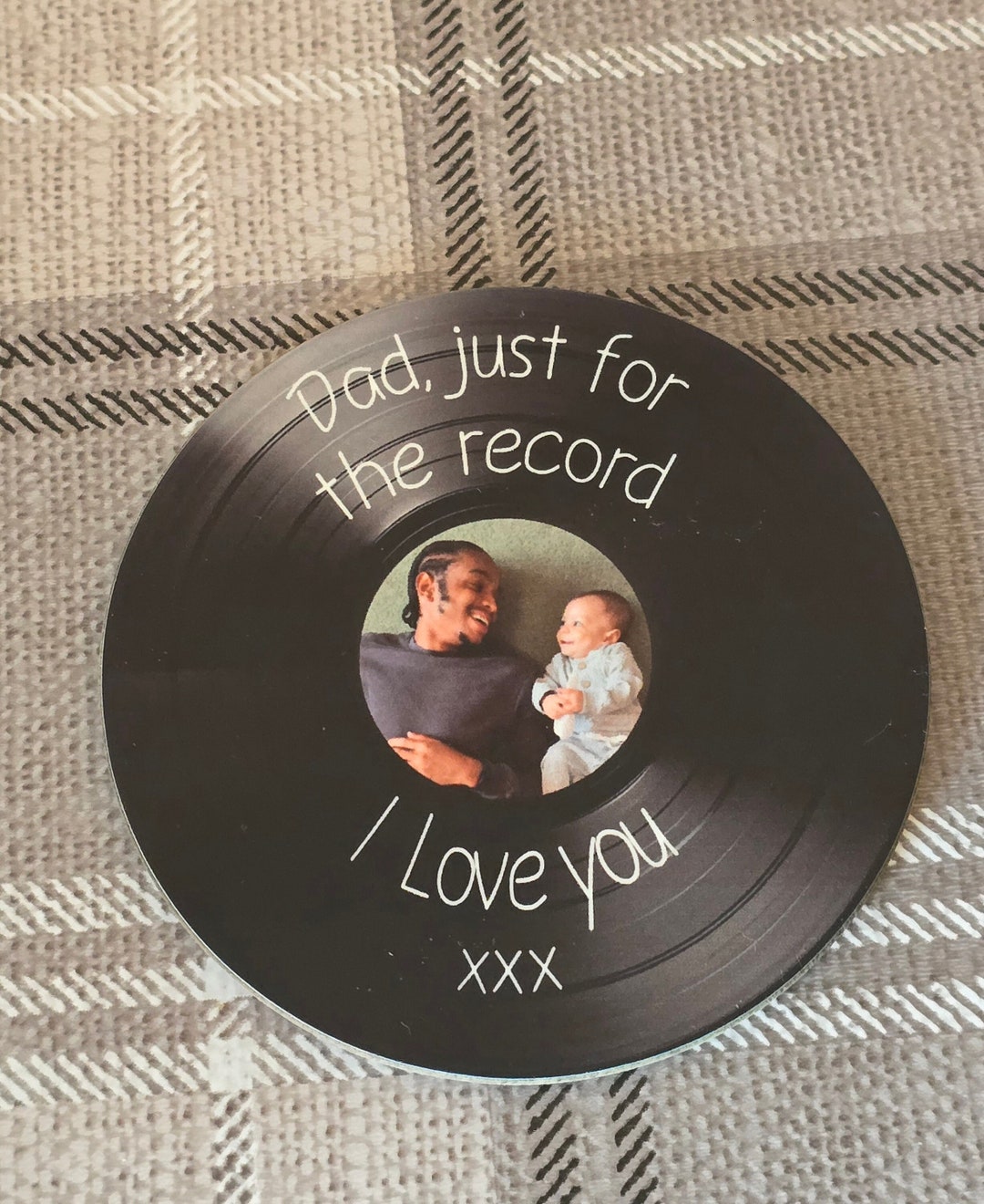 Vinyl Record Personalised MDF Coaster, Any Wording, Dad, Daddy, Stepdad ...
