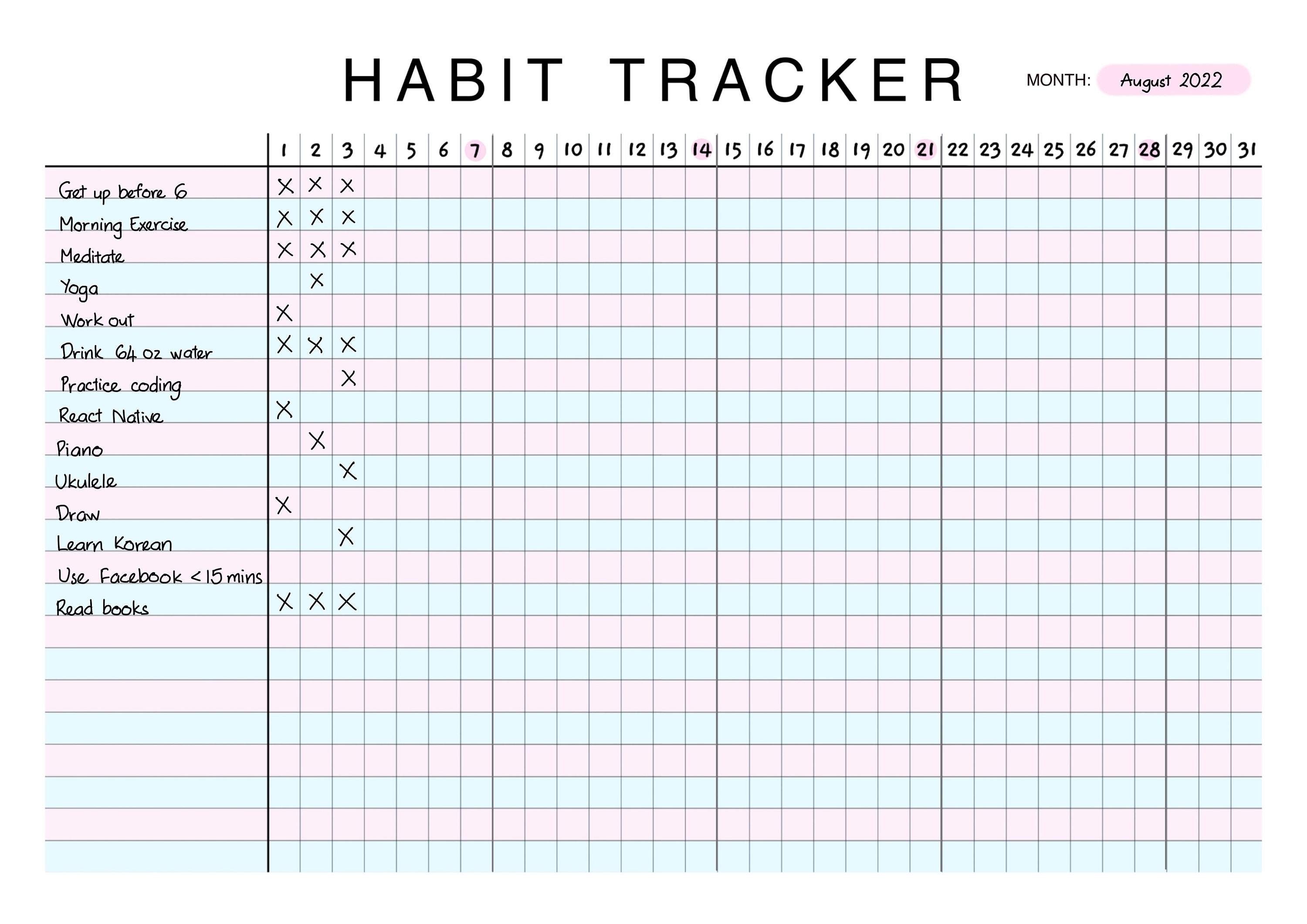 Digital Printable Habit Tracker Template Bundle, PDF & JPEG in Size A3 ...