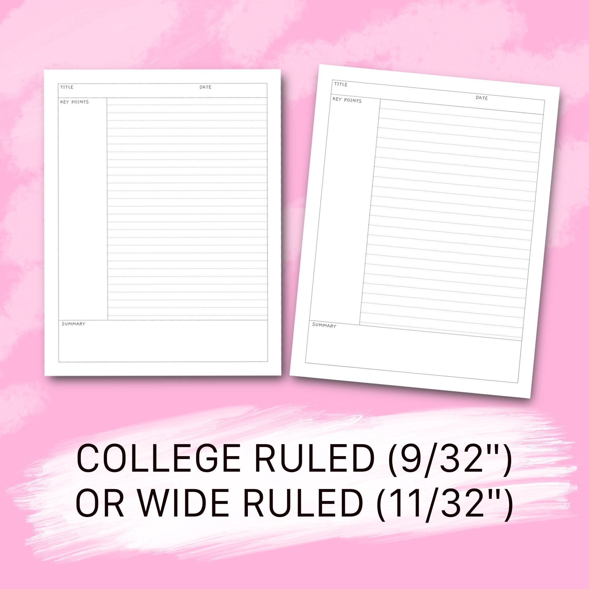 Simple Printable Cornell Note Papers, Cornell Template Bundle, Student ...
