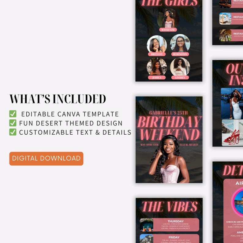 Editable Beach Weekend Itinerary Template | Bachelorette & Birthday ...