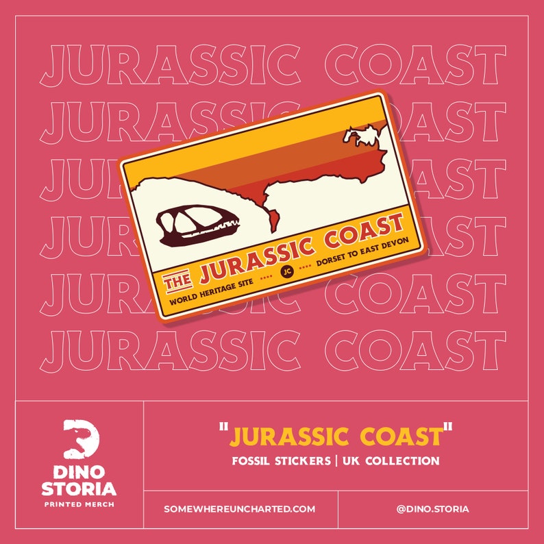 Jurassic Coast Dinosaur Fossil Sticker Large - Etsy