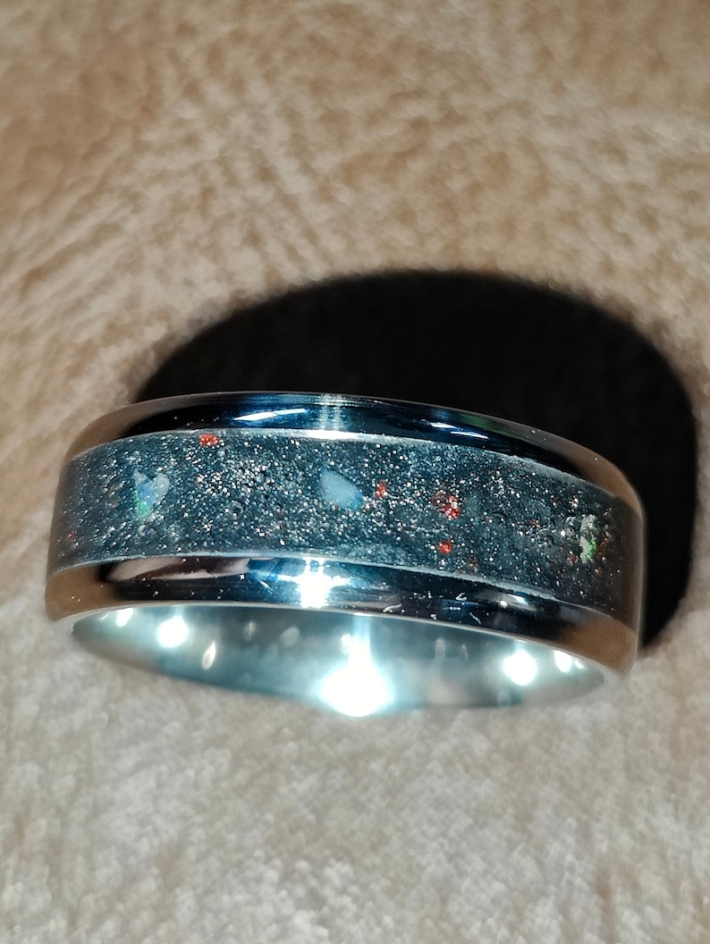 Custom Gemstone Inlay Rings Made to Order Glow Band His - Etsy