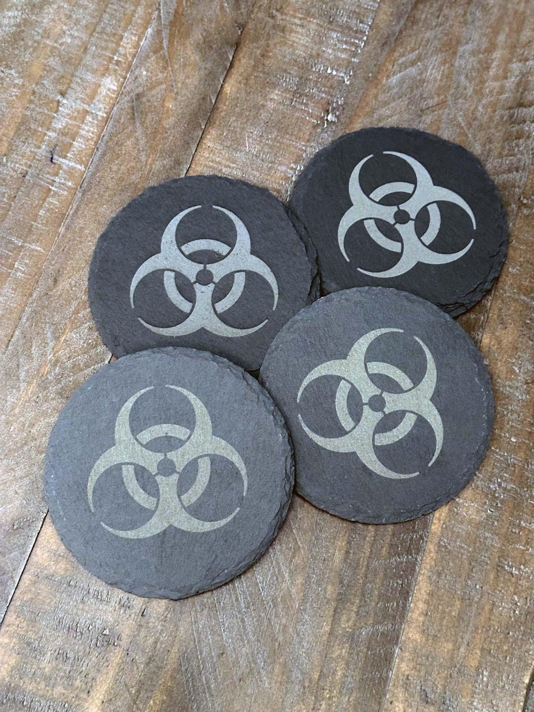 Laser Engraved Slate Coasters | Biohazard Symbol | Great Gift or ...