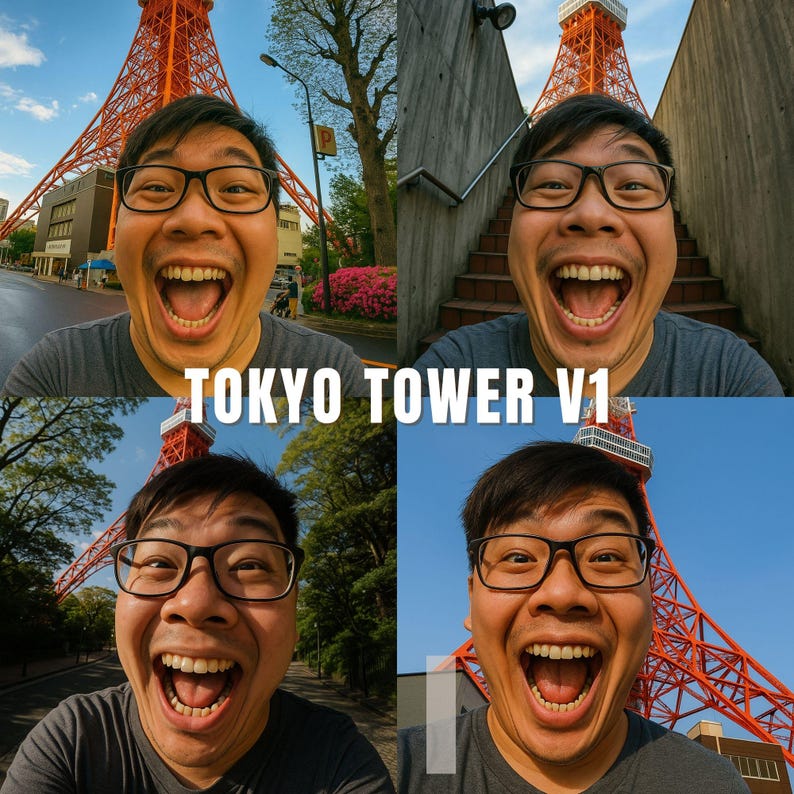 Funny Face Tokyo Tower Selfie: Custom Digital Art Gift (digital ...