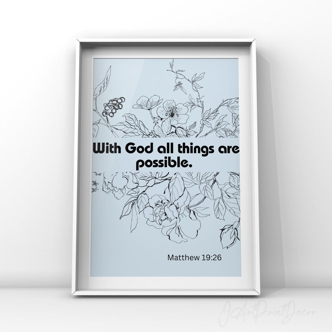 Wall Art Bible Verse Mark 19, 26, Instant Download, Faith Decor ...