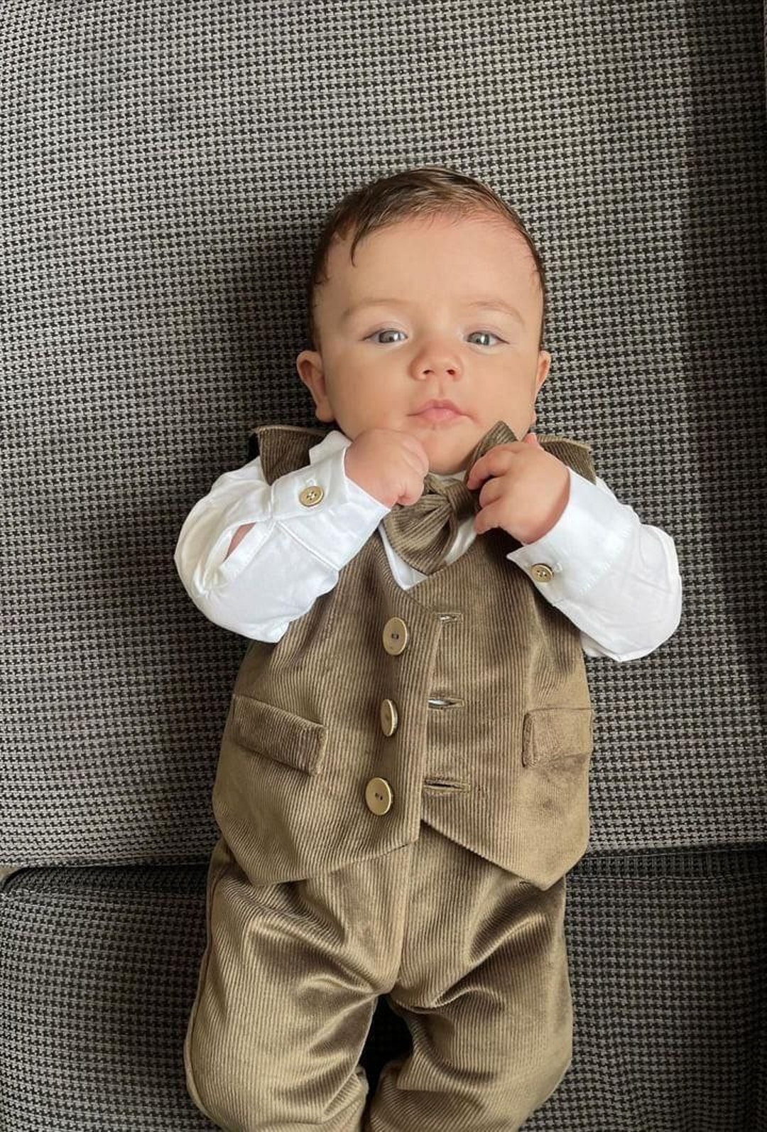 Personalized Velvet Boys 1st Birthday Suit Set Green Brown Black Velvet ...