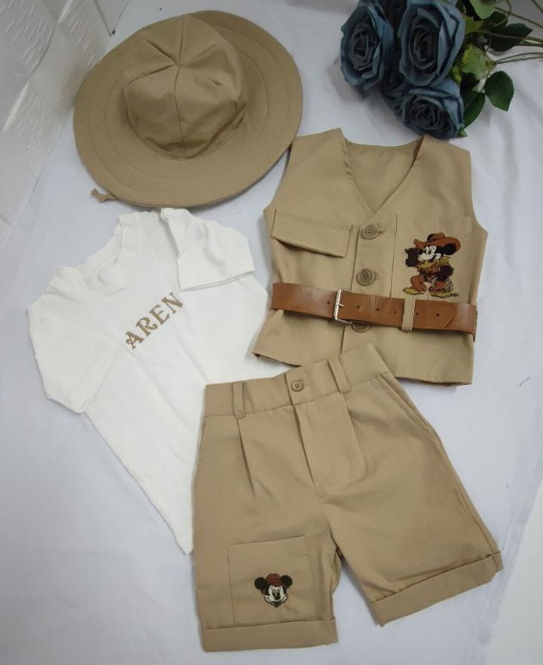 Custom Mickey Mouse Safari 1st Birthday Overalls Set - Etsy