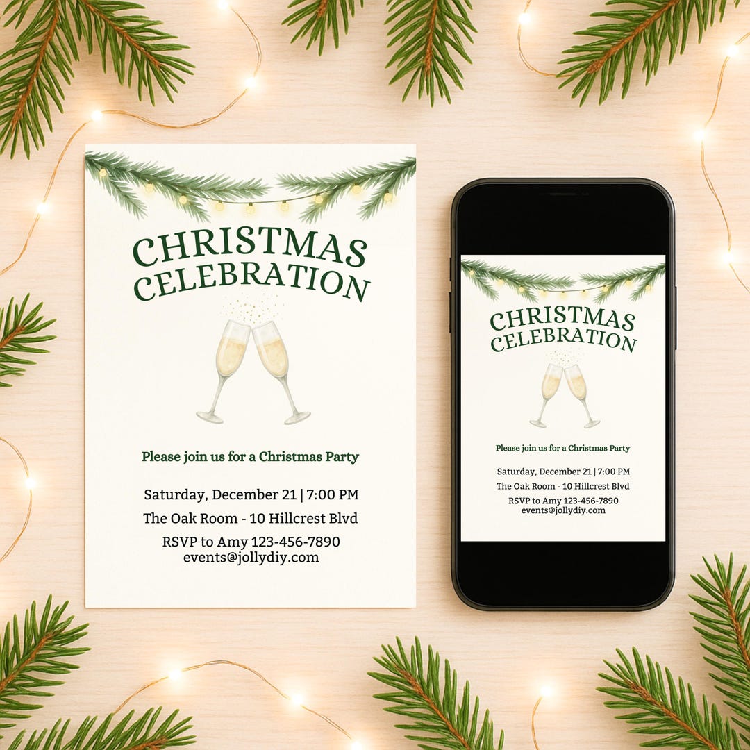 Christmas Celebration Invitation Template | Holiday Party Digital ...