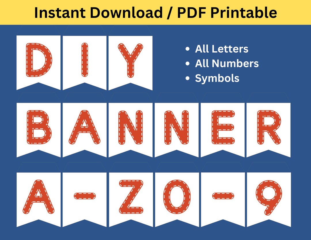 Red and White Printable Banner With All the Letters , Numbers and ...