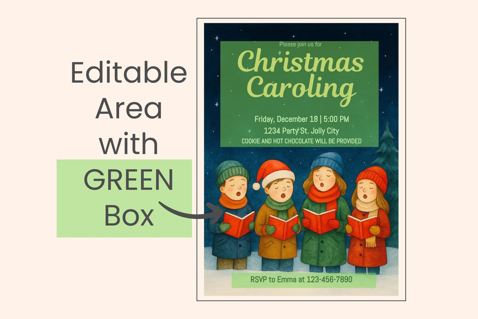 Christmas Caroling Invitation Template | Holiday Party Invite ...