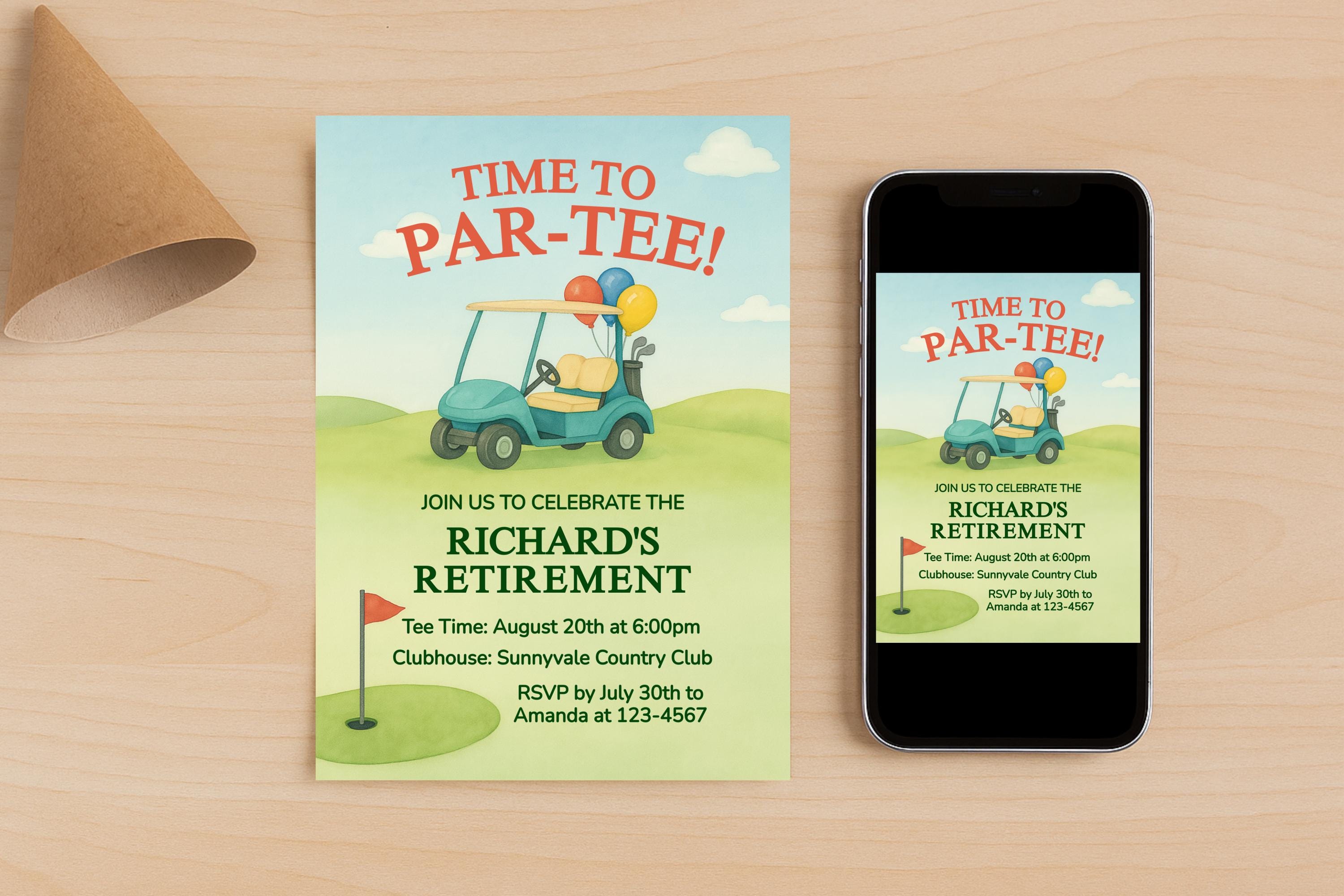 Golf Retirement Party Invitation - Time to Par-tee - Editable ...