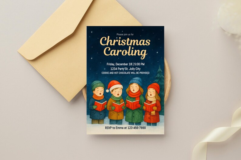 Christmas Caroling Invitation Template | Holiday Party Invite ...