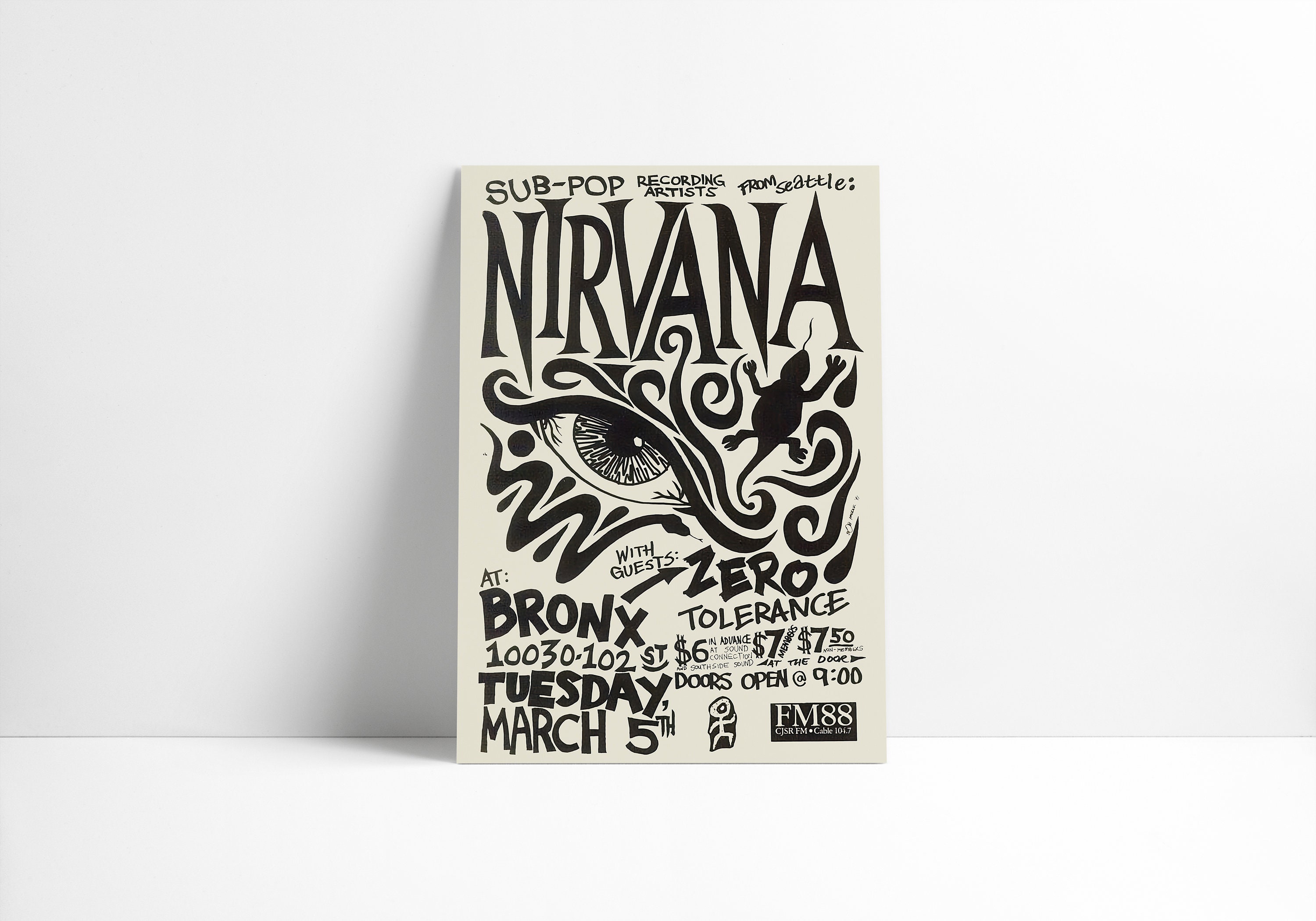 Nirvana Concert Tour Poster 1991 Poster, Vintage Nirvana Poster, Music ...