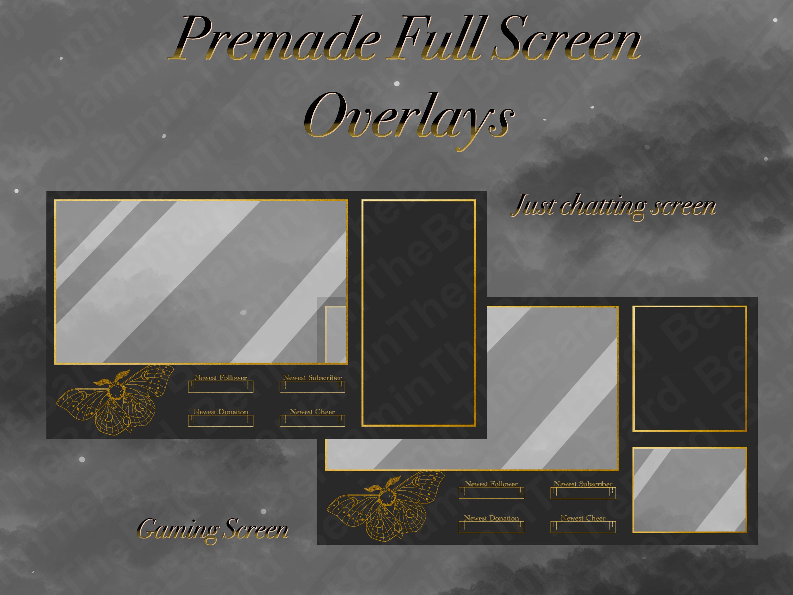 Animated Twitch Overlay Celestial Moth Stream Pack | Witchy Premade ...