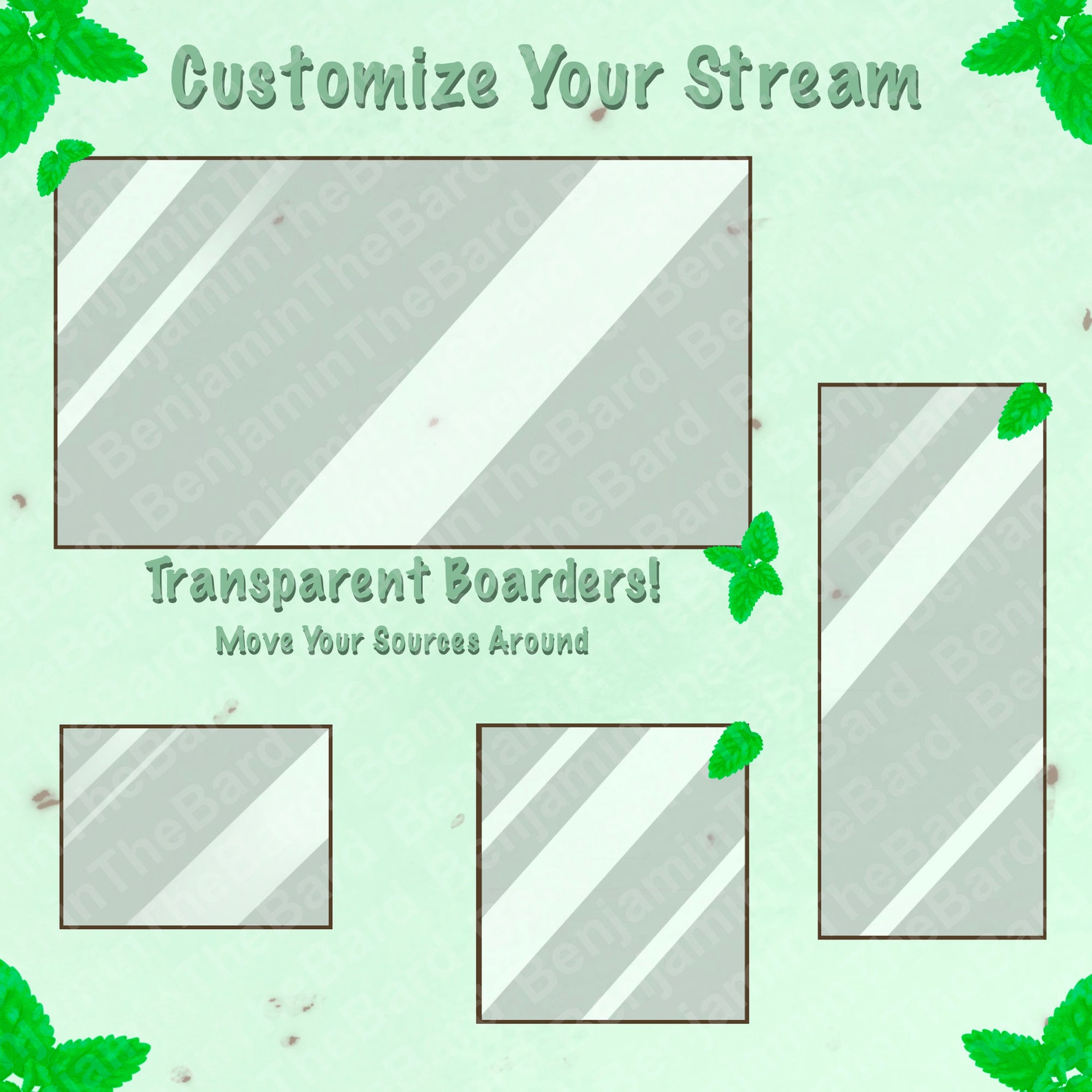 Mint Chip Twitch Stream Overlay Package, Mint Chocolate Chip Ice Cream ...