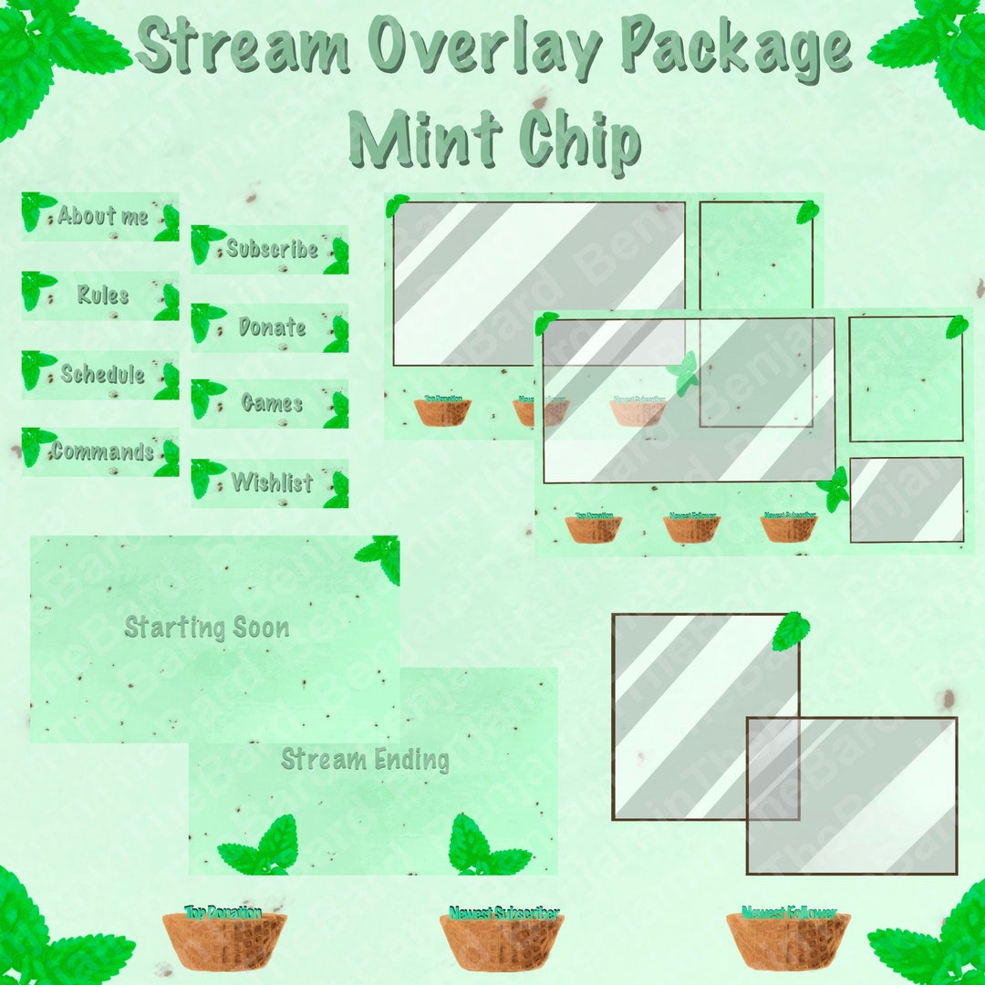 Mint Chip Twitch Stream Overlay Package, Mint Chocolate Chip Ice Cream ...
