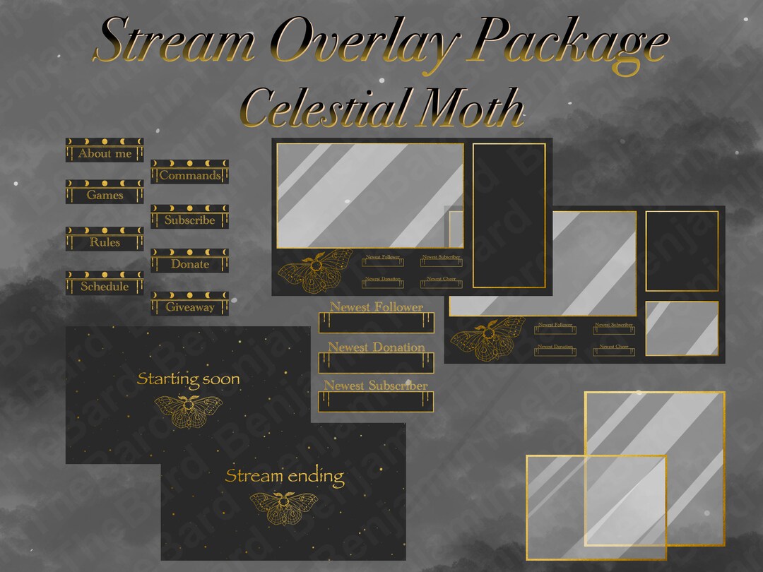 Animated Twitch Overlay Celestial Moth Stream Pack | Witchy Premade ...