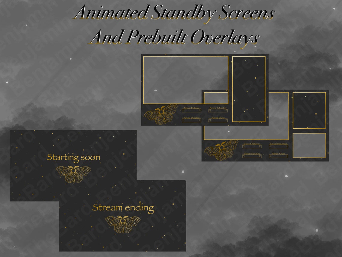 Animated Twitch Overlay Celestial Moth Stream Pack | Witchy Premade ...