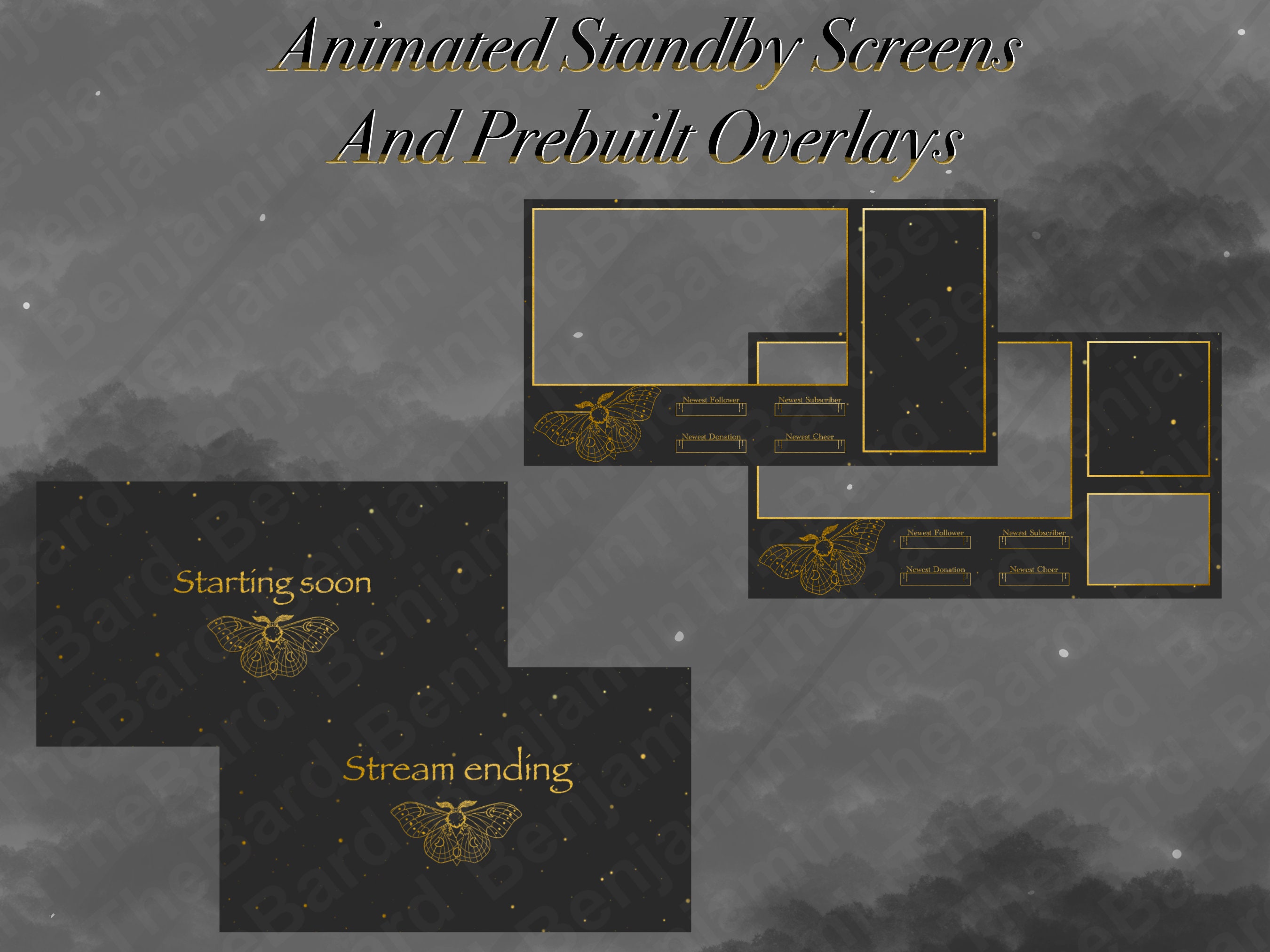 Animated Twitch Overlay Celestial Moth Stream Pack | Witchy Premade ...