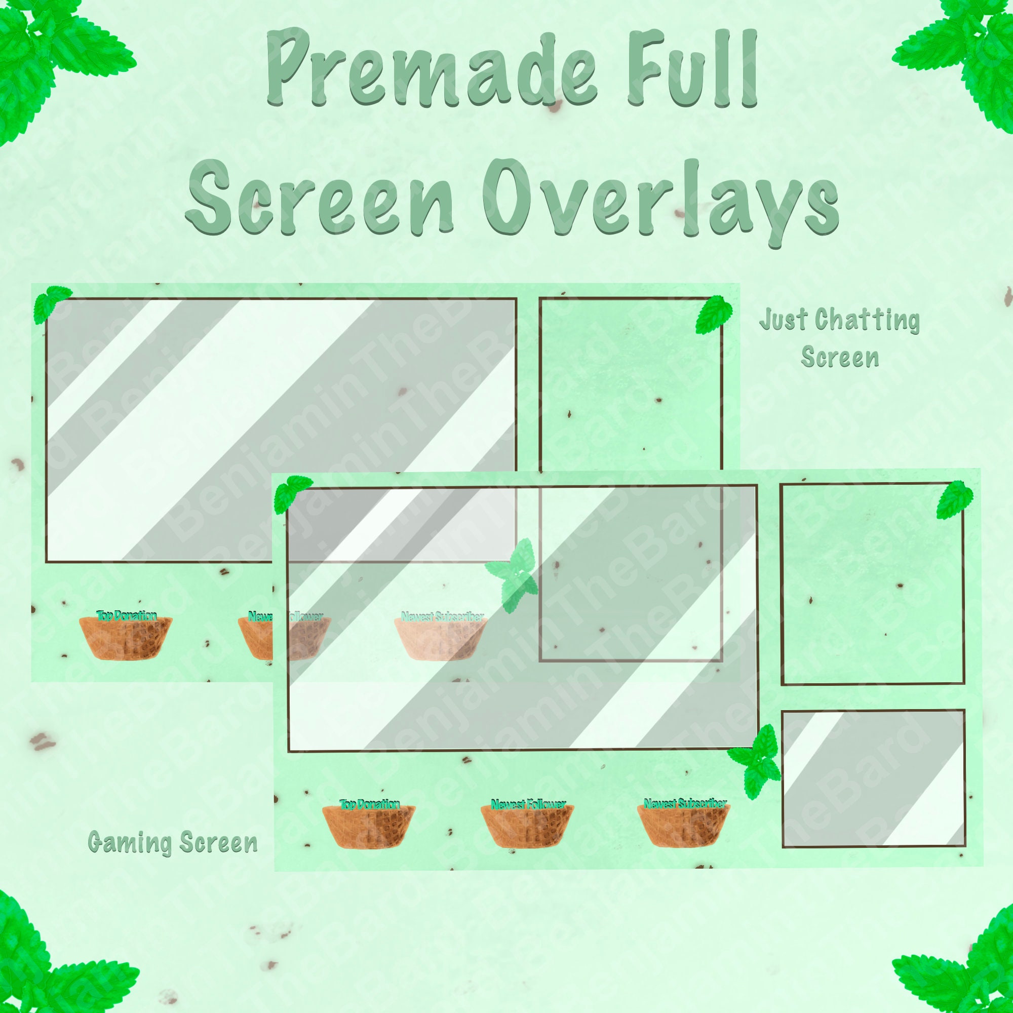 Mint Chip Twitch Stream Overlay Package, Mint Chocolate Chip Ice Cream ...