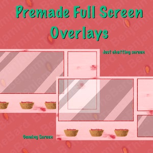 Cute Strawberry Ice Cream Twitch Stream Overlay Package, Stream Bundle ...