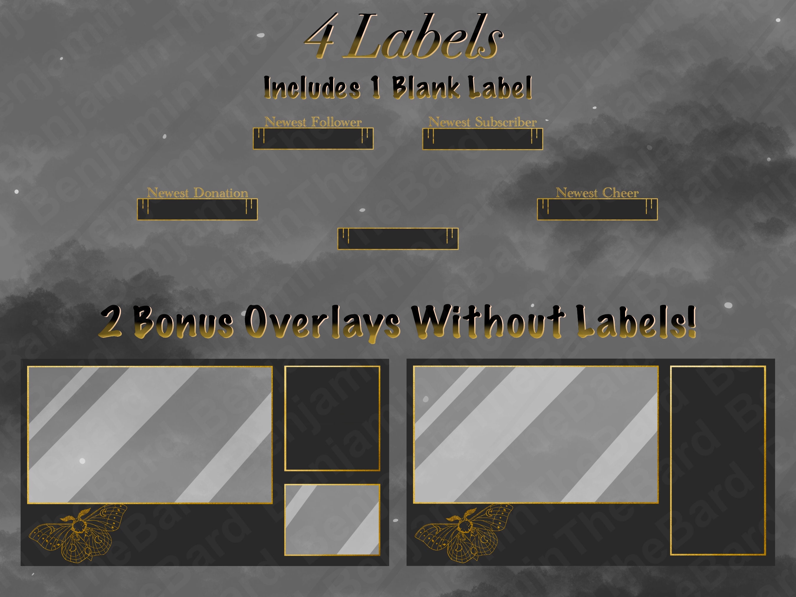 Animated Twitch Overlay Celestial Moth Stream Pack | Witchy Premade ...