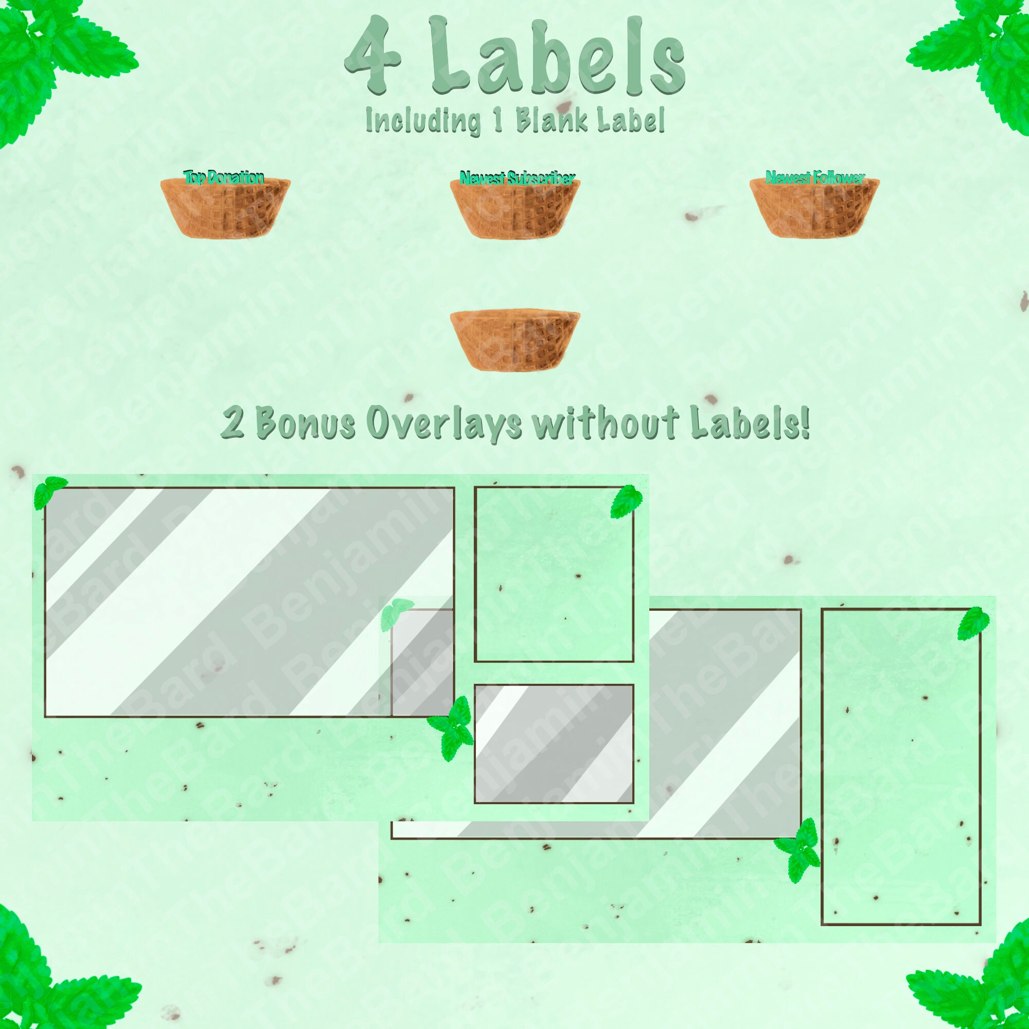 Mint Chip Twitch Stream Overlay Package, Mint Chocolate Chip Ice Cream ...
