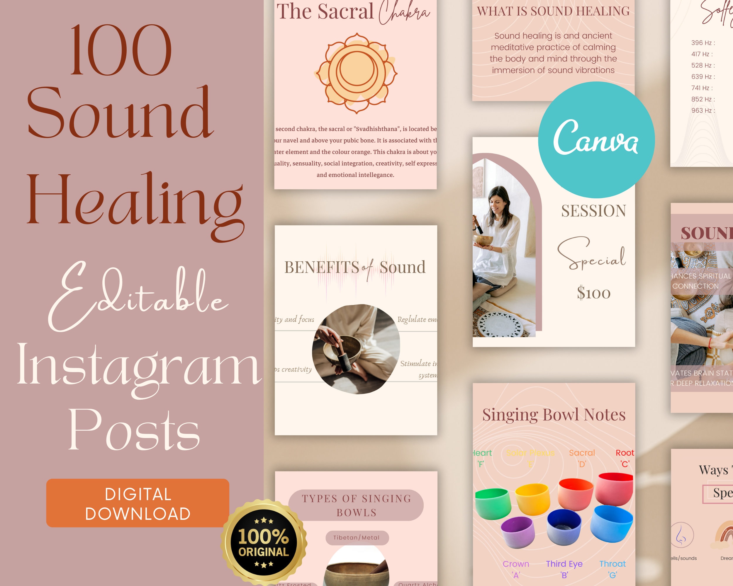 Sound Healing Instagram Post Templates, Sound Healing Marketing, Sound ...