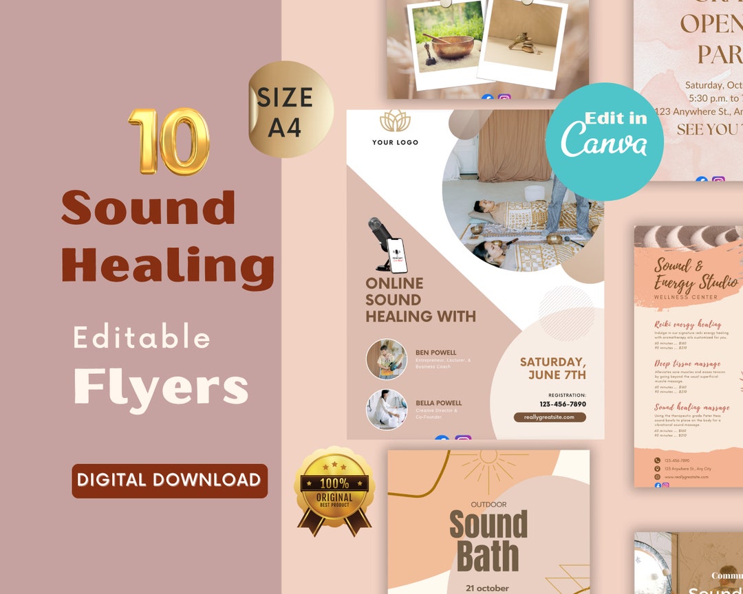 Sound Healing Flyers, Sound Healing Template, Sound Healing Printable ...