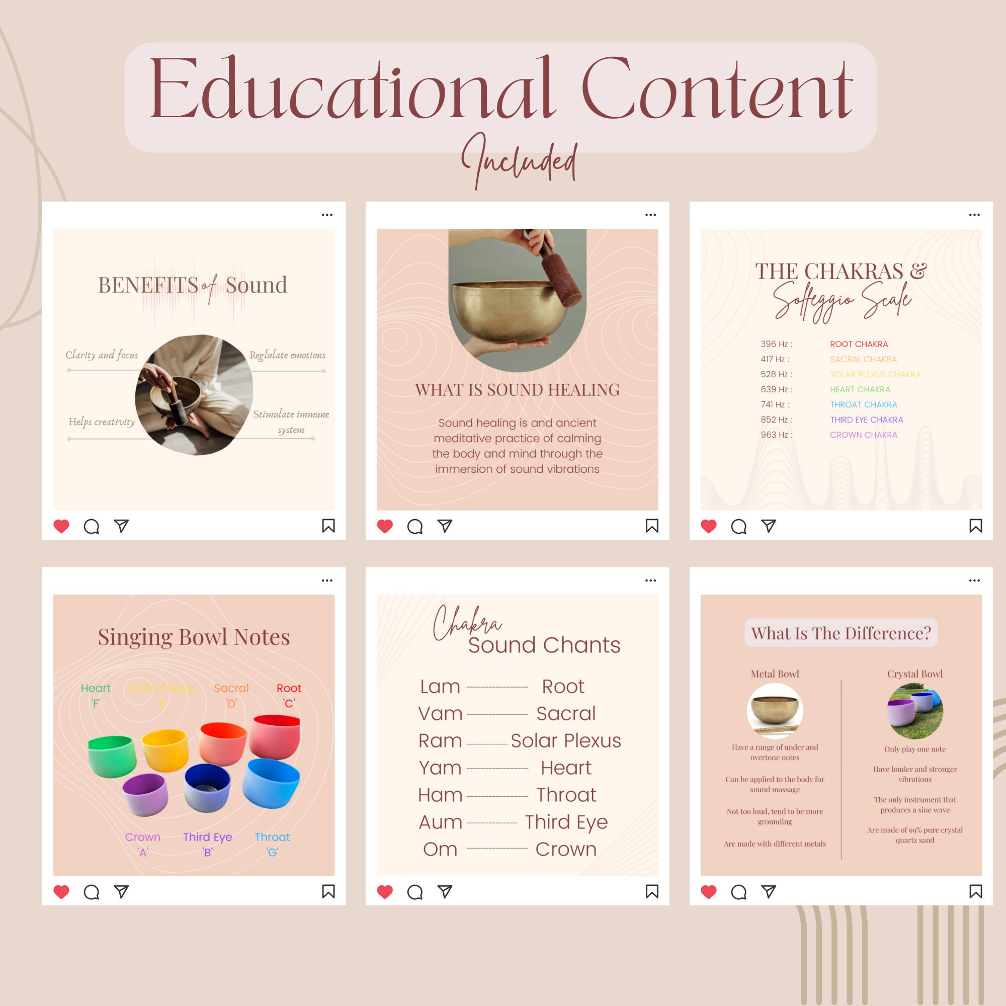 Sound Healing Instagram Post Templates, Sound Healing Marketing, Sound ...