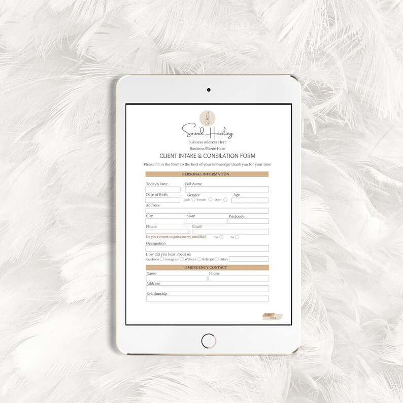 Sound Healing Client Intake & Consent Forms Sound Healing - Etsy