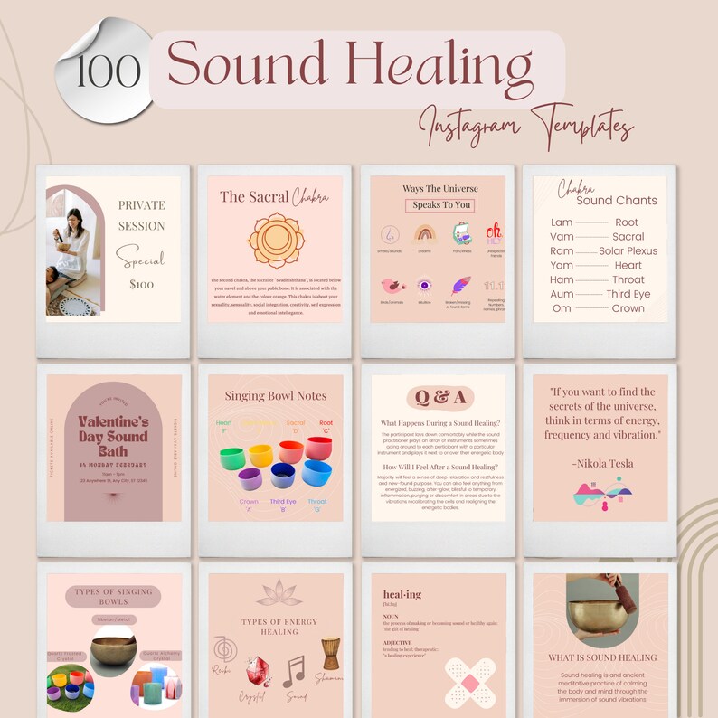 Sound Healing Instagram Post Templates, Sound Healing Marketing, Sound ...