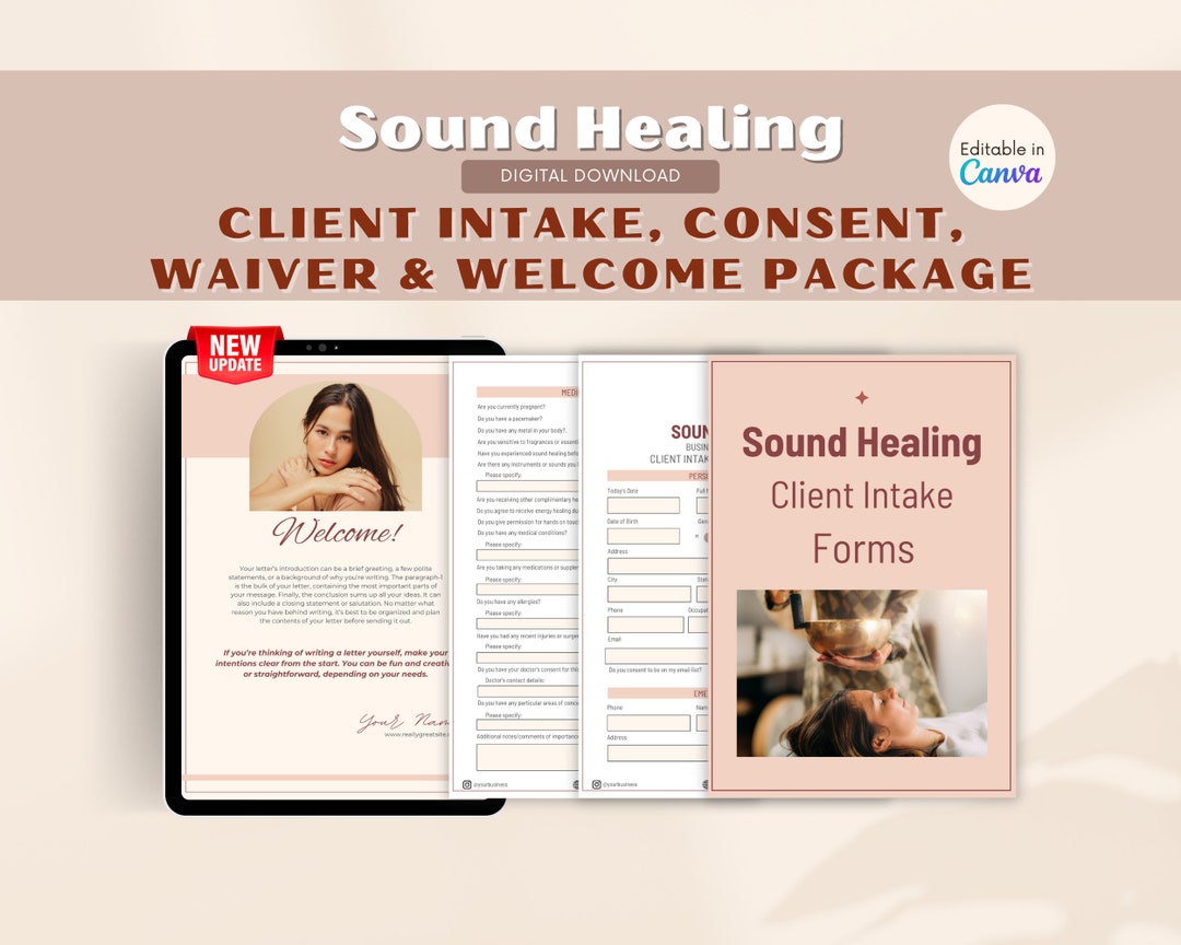 Sound Healing Client Intake, Consent, Waiver Forms, Welcome Pack, Sound ...