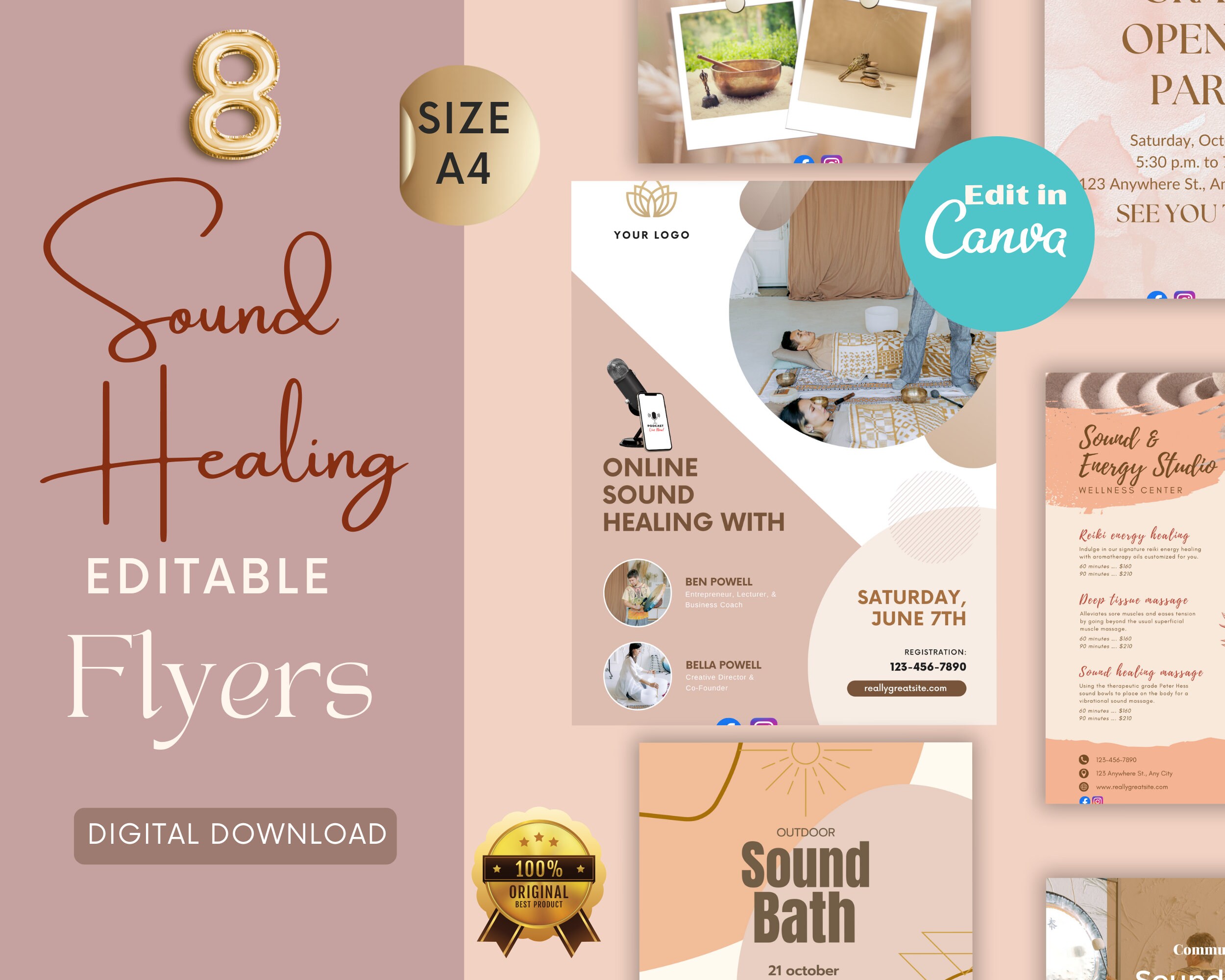 Sound Healing Flyers, Sound Healing Template, Sound Healing Printable ...