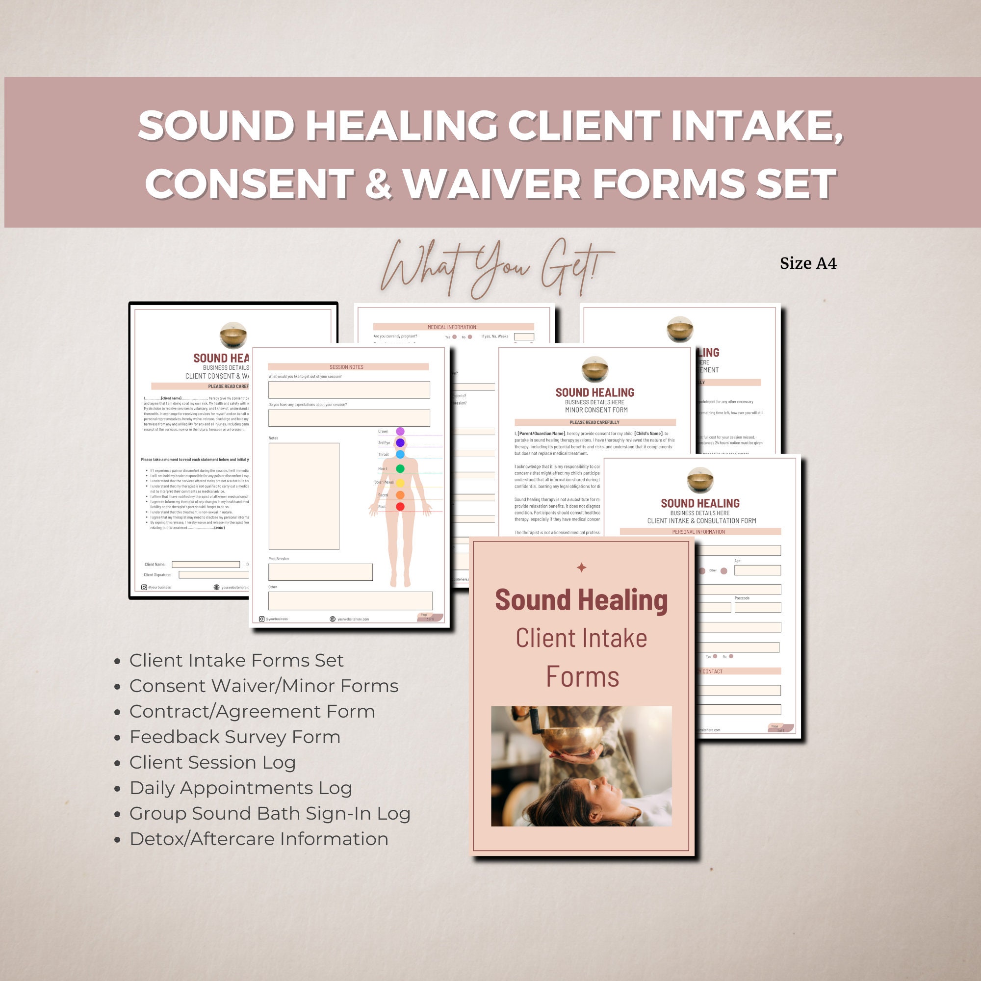 Sound Healing Client Intake Forms, Sound Healing Printable, Crystal ...