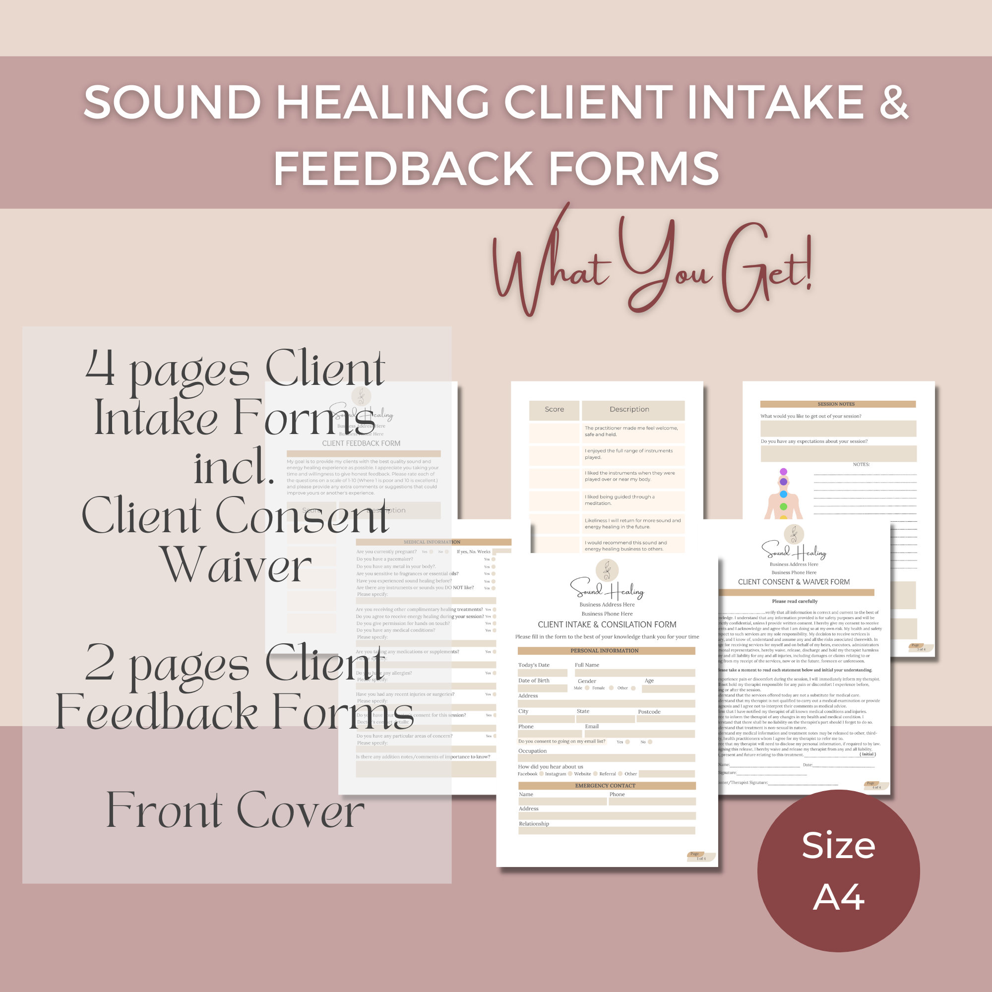 Sound Healing Client Intake Forms, Sound Healing Printable, Crystal ...