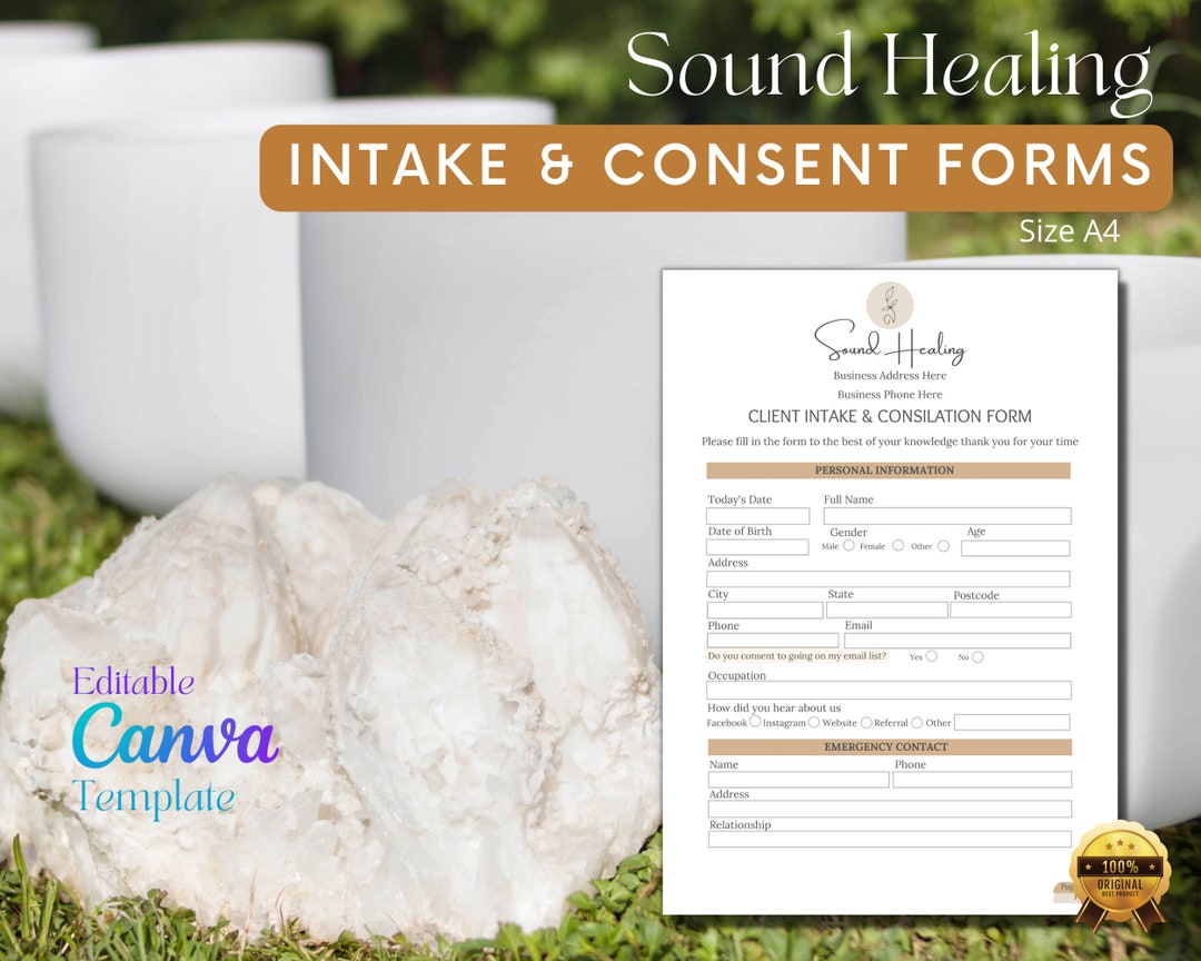 Sound Healing Client Intake & Consent Forms, Sound Healing Printable ...