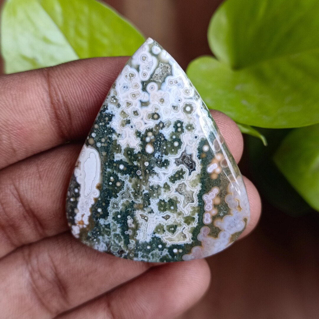 Ocean Jasper Loose Stone Semi-precious Ocean Jasper Cabochon Oval Shape ...