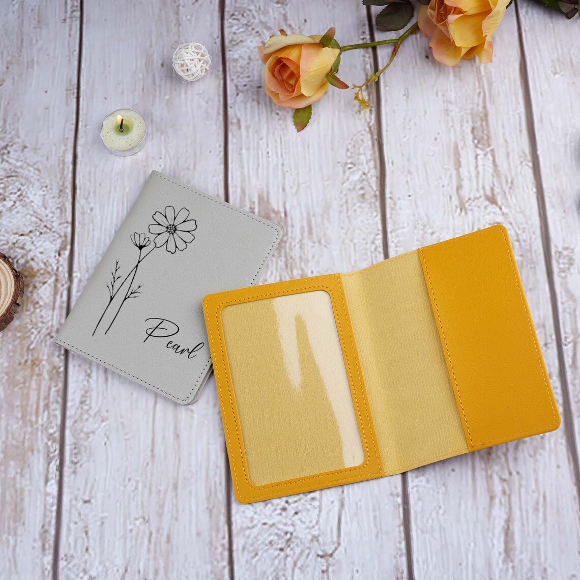 Custom Birth Flower Passport Cover With Name, Personalized Leather ...