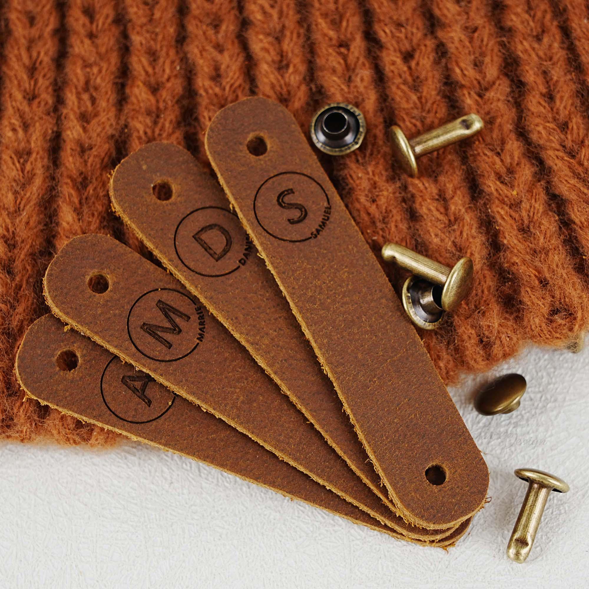 Personalized Letter Leather Label With Name, Custom Name Tag for ...