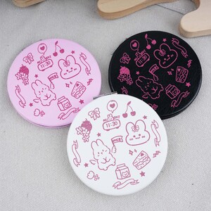 Pink Bunny Pocket Mirror, Cute Rabbit Compact Mirror, Woman Makeup ...